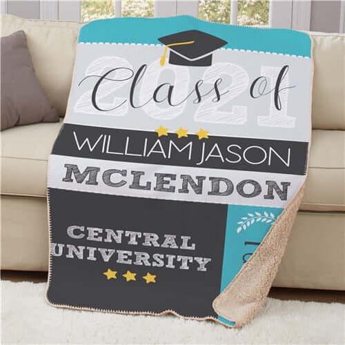 Personalized Class Of Graduation Sherpa Throw | Bliss EDU